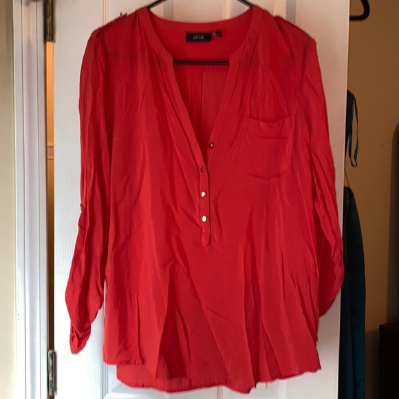 Apt. 9 | Tops | Beautiful Red Coral Blouse Long Sleeve With Gold ...